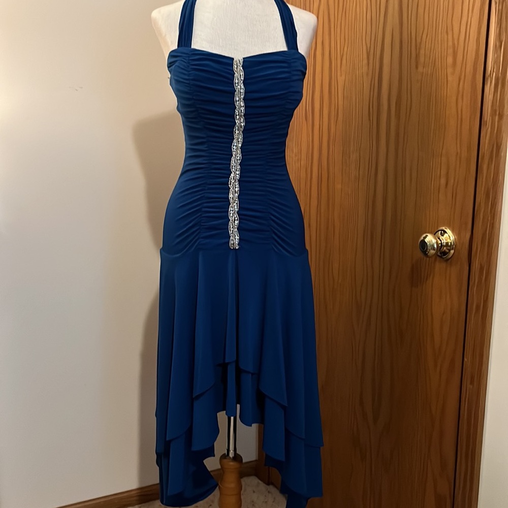 Morgan & Co Royal Blue Halter Dress - Gem